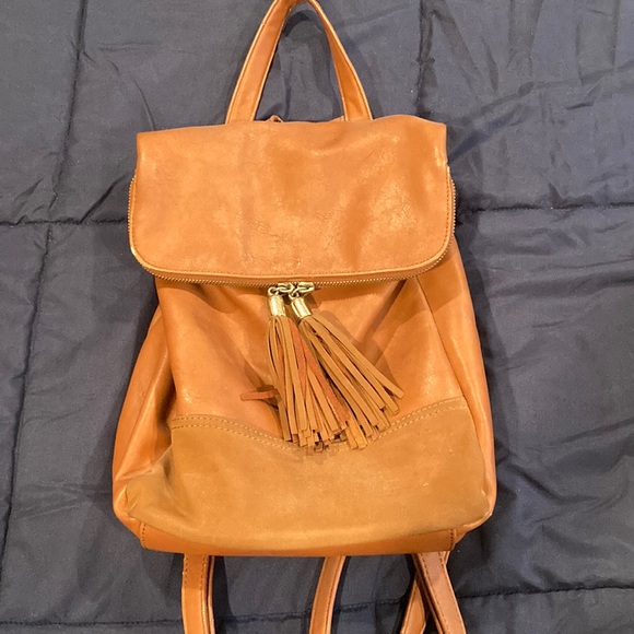 Bags | Small Vegan Leather Backpack With Tassels | Poshmark